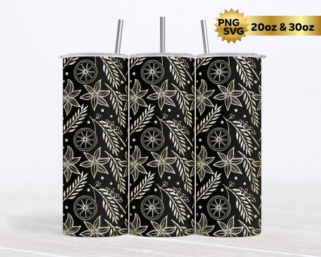 Winter Spice Seamless Tumbler Wrap SVG for Laser Engraving, Holiday ...