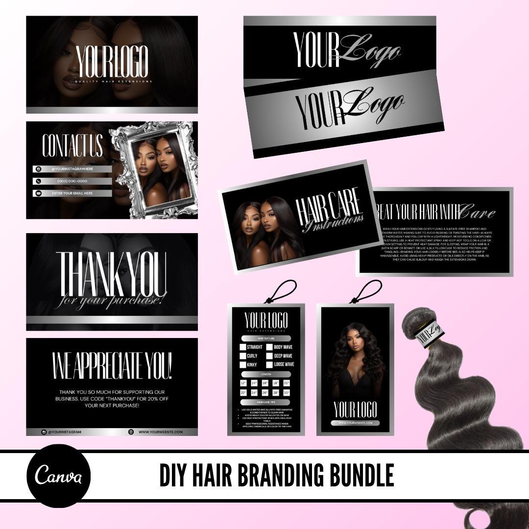 DIY Hair Bundle Tag Template, Hair Tag Template, Hair Bundle Wrap, Hair ...