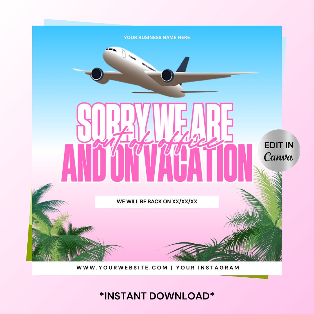 We're on Vacation Flyer, Hair Flyer, Nail Flyer, Lash Flyer, DIY Canva ...