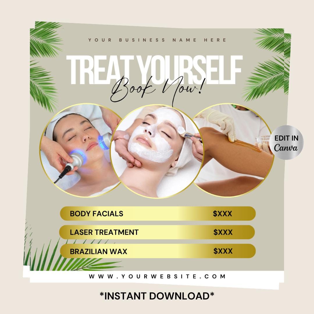 DIY Facials Sale Flyer, Esthetician Booking Flyer, Spa Flyer, Wax Flyer ...