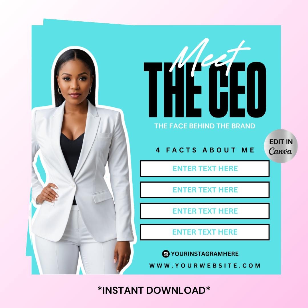 Meet the CEO Flyer, DIY Canva Flyer, Business Flyer, Fun Facts About Me ...