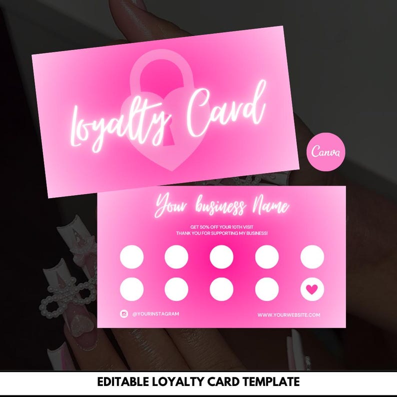 DIY Loyalty Card Design, Nail Tech, Canva Template, Nail Tech, Lashes ...