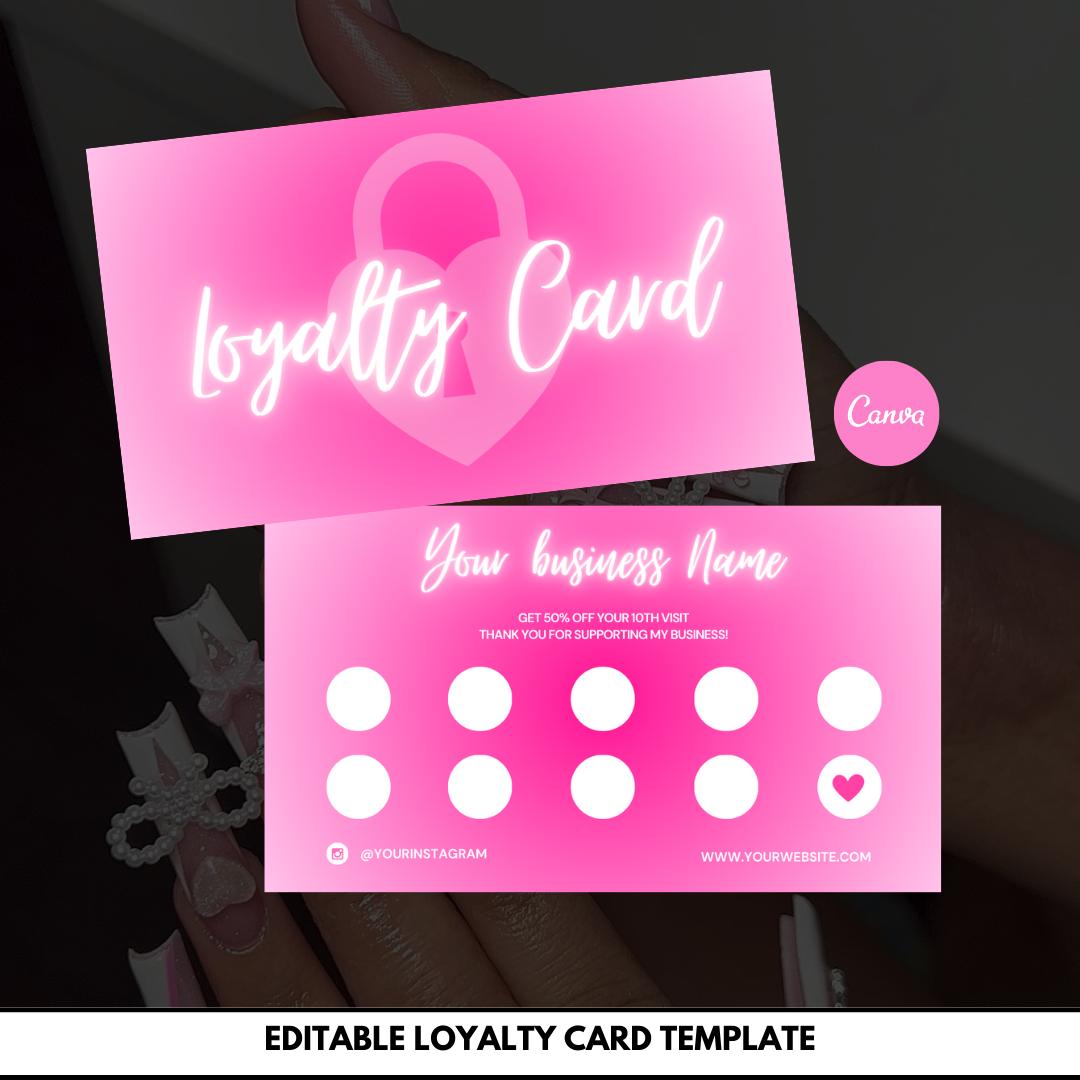 DIY Loyalty Card Design, Nail Tech, Canva Template, Nail Tech, Lashes ...