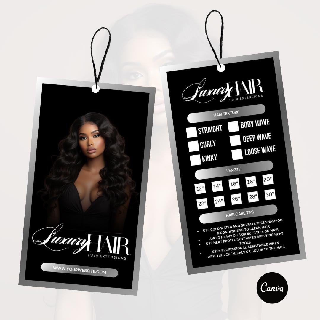 DIY Hair Hang Tag Design, Hair Branding Design, Editable Hair Tag ...