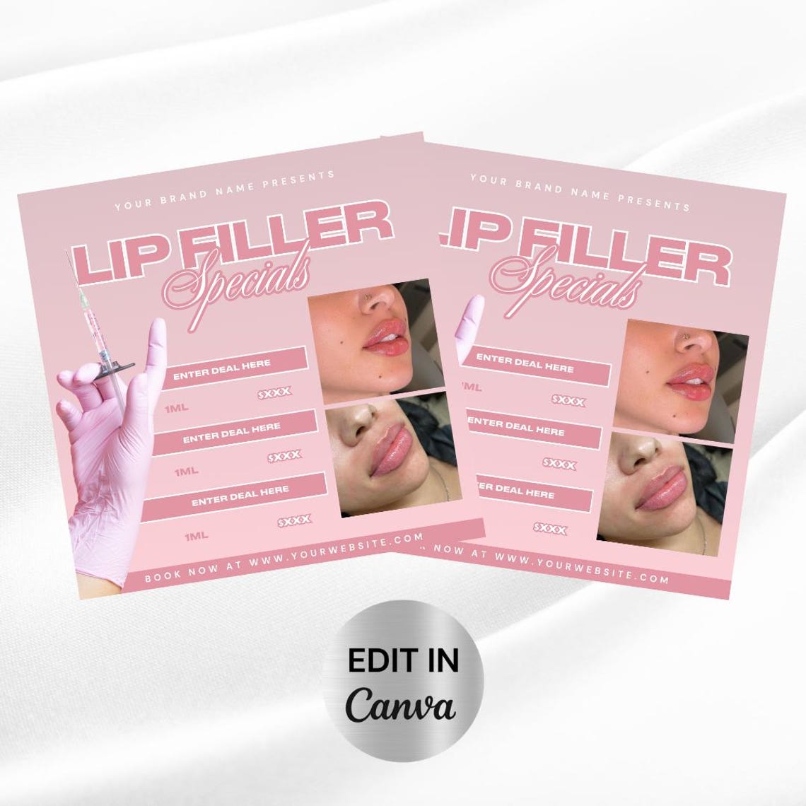 Lip Fillers Flyer, Botox Fillers Flyer, Lip Injections, Book Now ...
