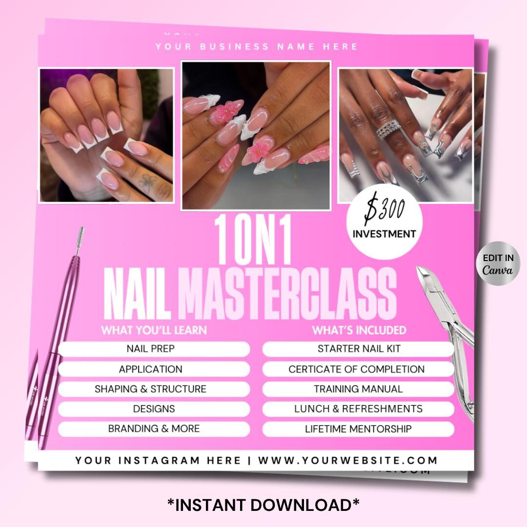 Nail Masterclass Flyer, Nail Training Course Flyer, Nail Masterclass ...