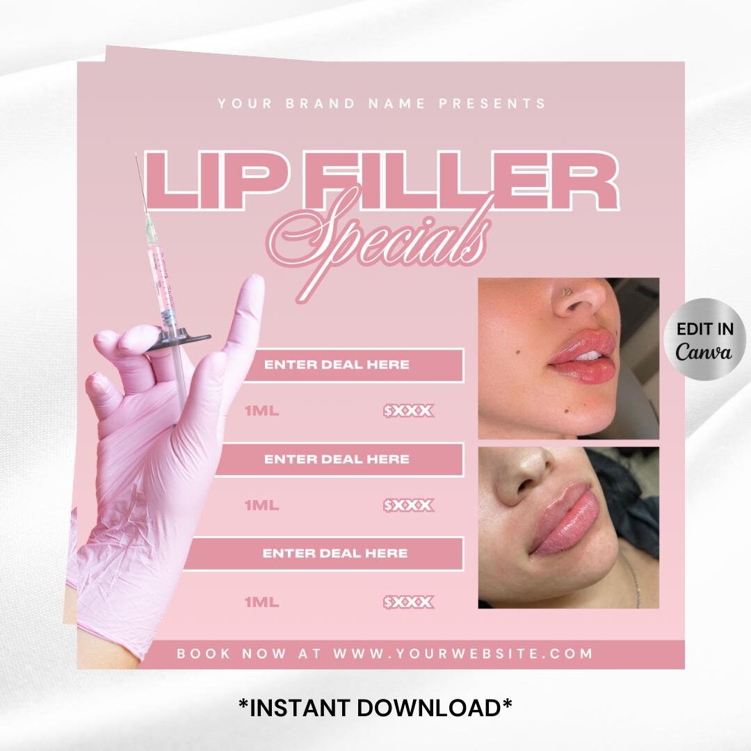Lip Fillers Flyer, Botox Fillers Flyer, Lip Injections, Book Now ...
