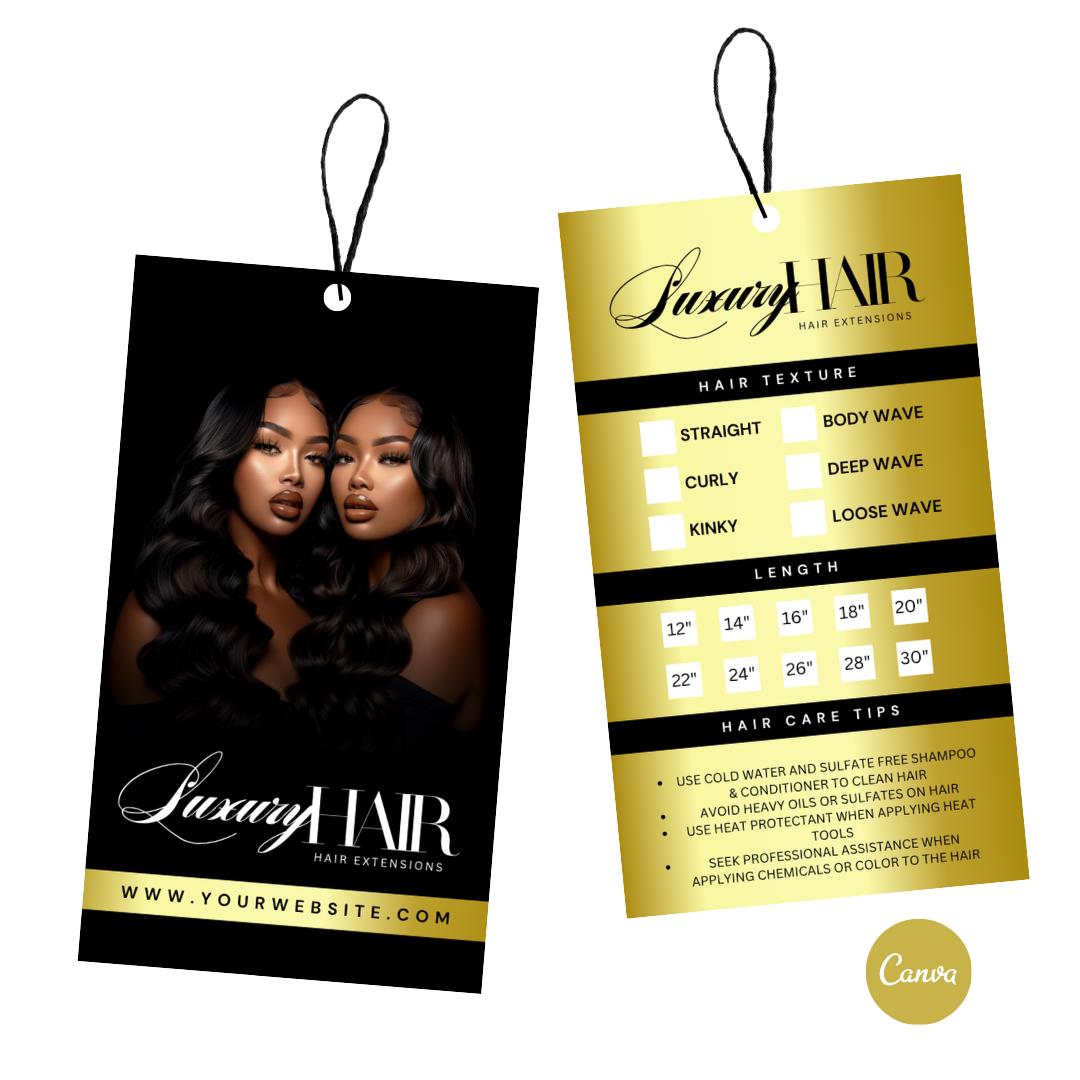 DIY Hair Hang Tag Design, Hair Branding Design, Editable Hair Tag ...