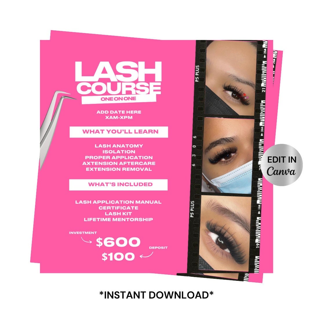 Lash Flyer, Lash Masterclass, Lash Training Course Flyer, Booking Flyer ...