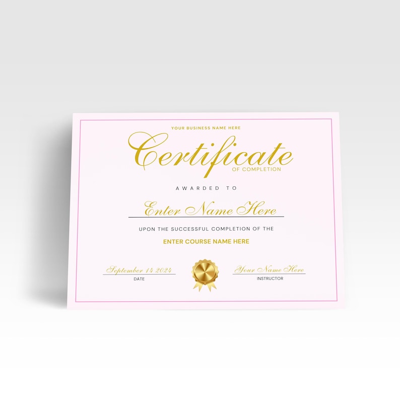 Certificate of Completion Template, Nail Esthetician Lash Artist ...