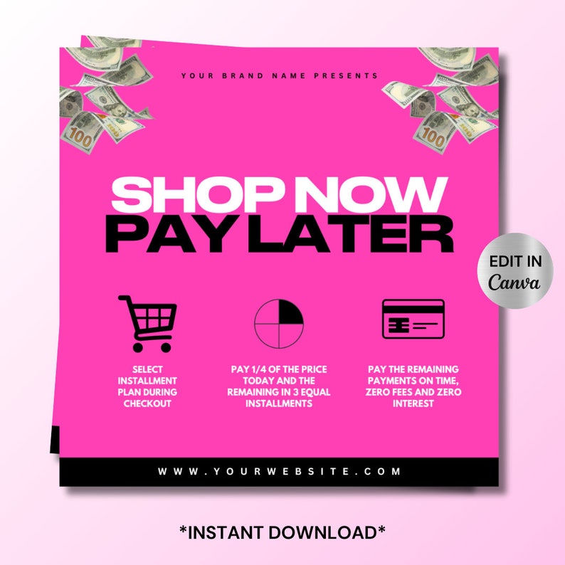 Shop Now Pay Later Flyer, DIY Canva Flyer, Afterpay, Sale Flyer ...