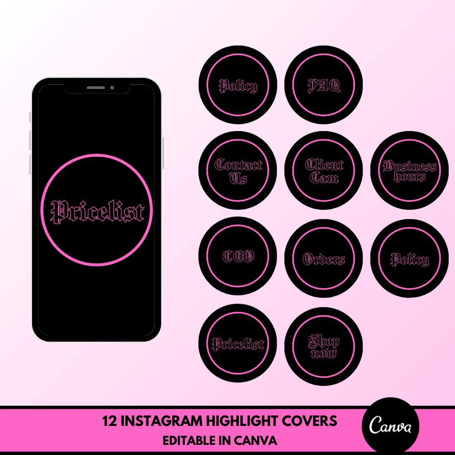 Editable Instagram Highlight Covers, IG Story Covers, Social Media ...