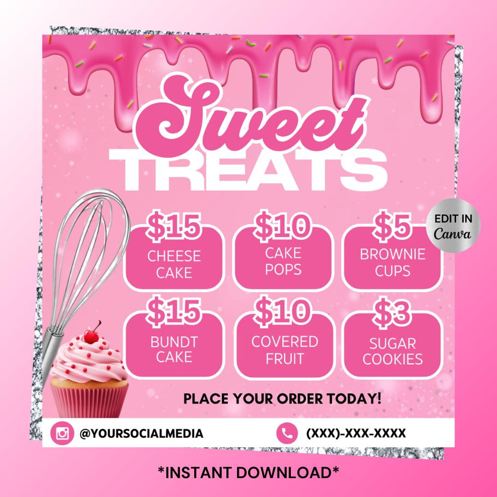 Bakery Flyer, DIY Flyer Template Design, Cake Flyer, Sweet Treats ...