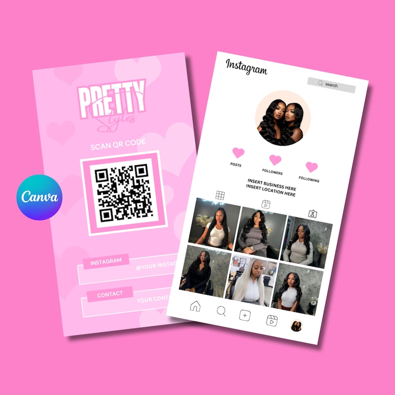 Instagram Themed Business Card Templates, Hair Business, Nail Business ...