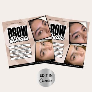 Brow Flyer, DIY Canva Template, Brow Lamination Flyer, Henna, Brow Wax ...