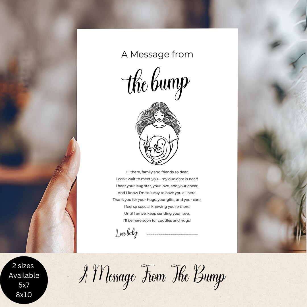 Minimal Message From the Bump Baby Sign, Gender Neutral Baby Shower ...