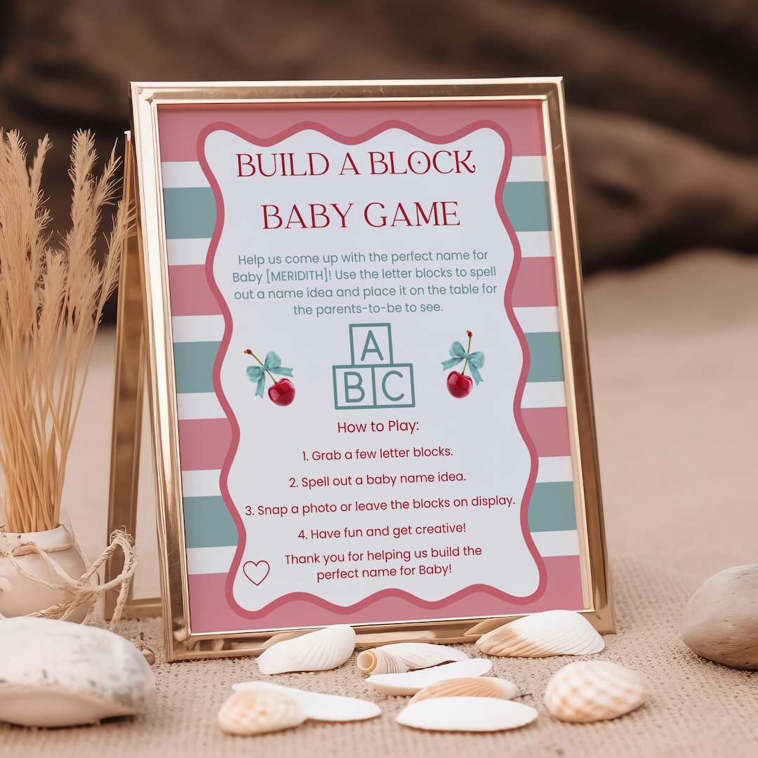 Wavy Border Build A Block Baby Shower Game, Baby Shower Party Game ...