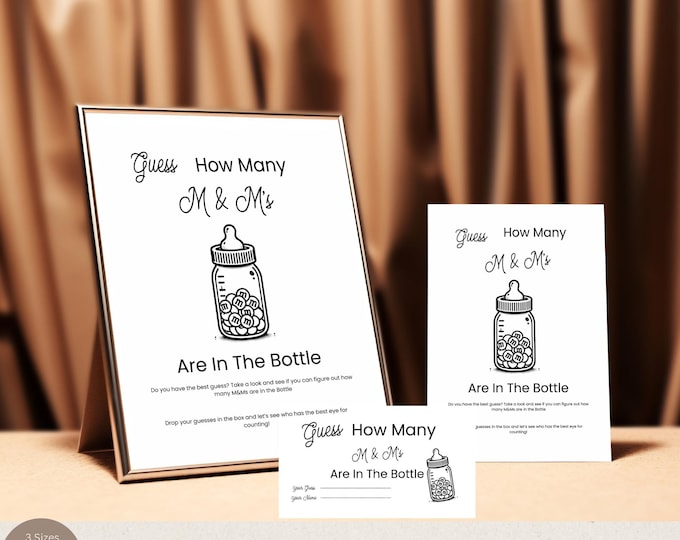 Guess How Many M&m's Are in the Baby Bottle - Baby Shower Game - Etsy