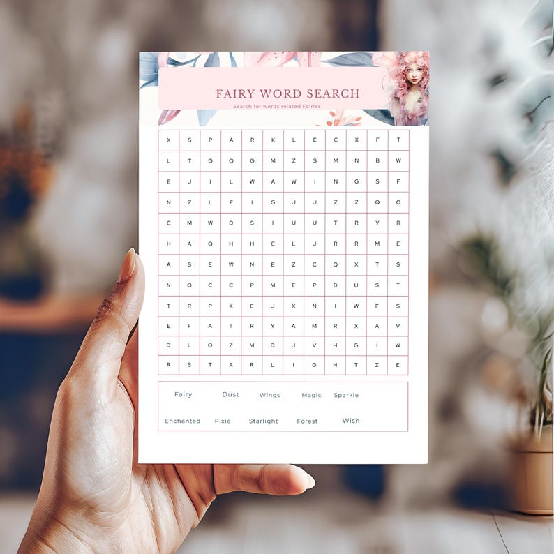 Fairy Word Search Printable, Fairy Birthday, Girls Party Games, Digital ...