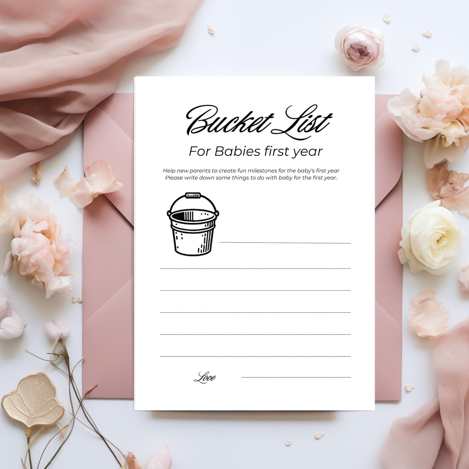 Minimalist Baby Bucket List Baby Shower Game, Baby First Year, Canva ...