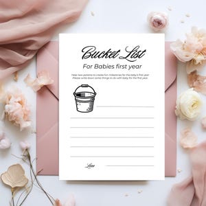 Minimalist Baby Bucket List Baby Shower Game, Baby First Year, Canva ...