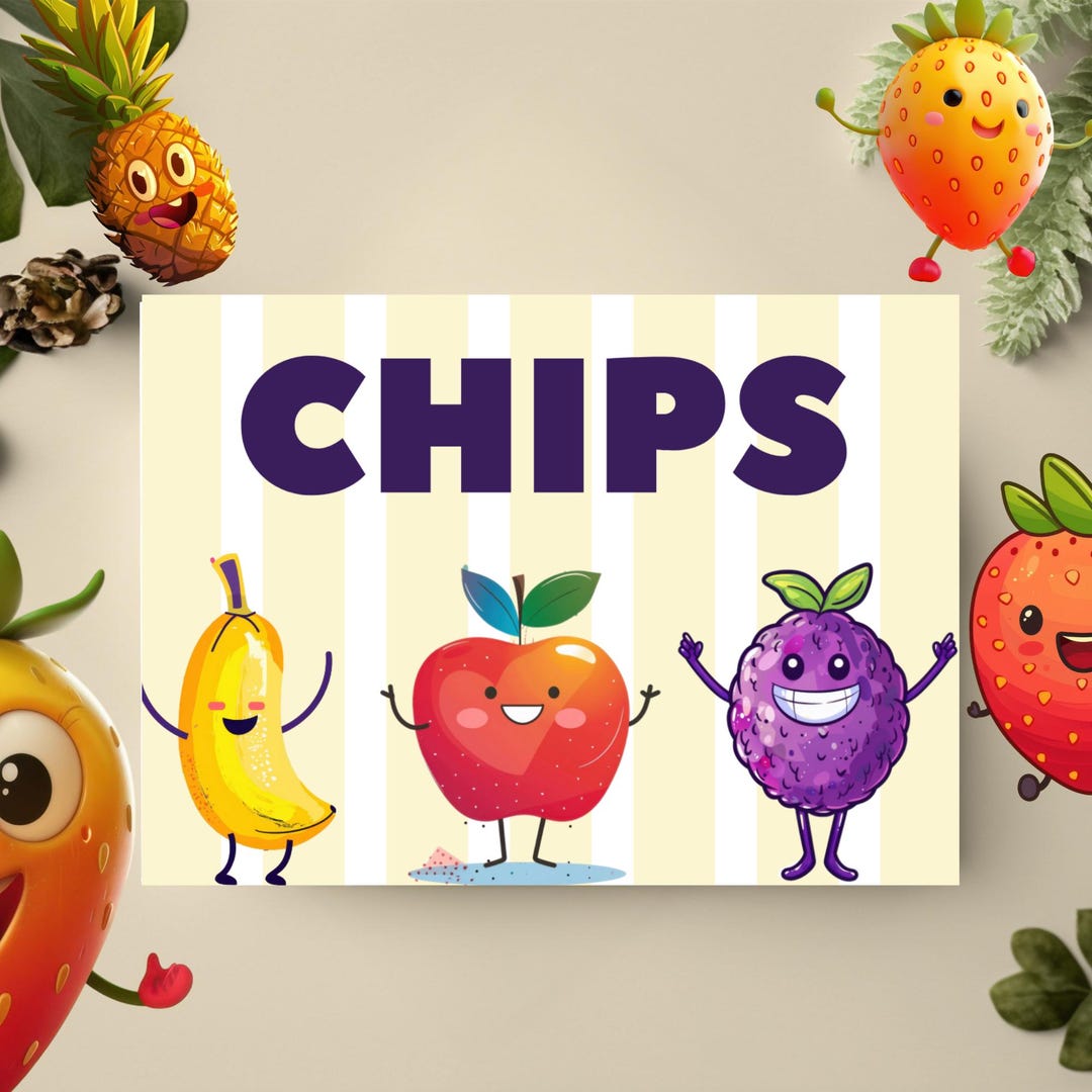 Lets Get Fruity Striped Birthday Buffet Template, Fruit Place Setting ...