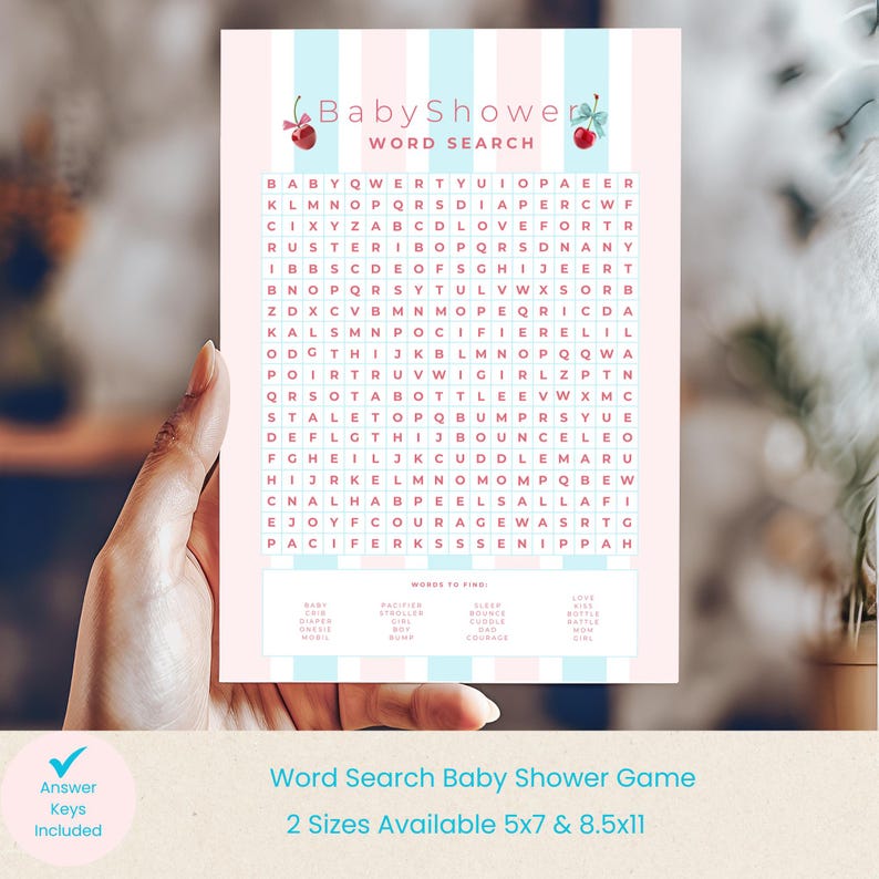 Word Search Baby Shower Game, Fun Baby Shower Party Game, Printable ...