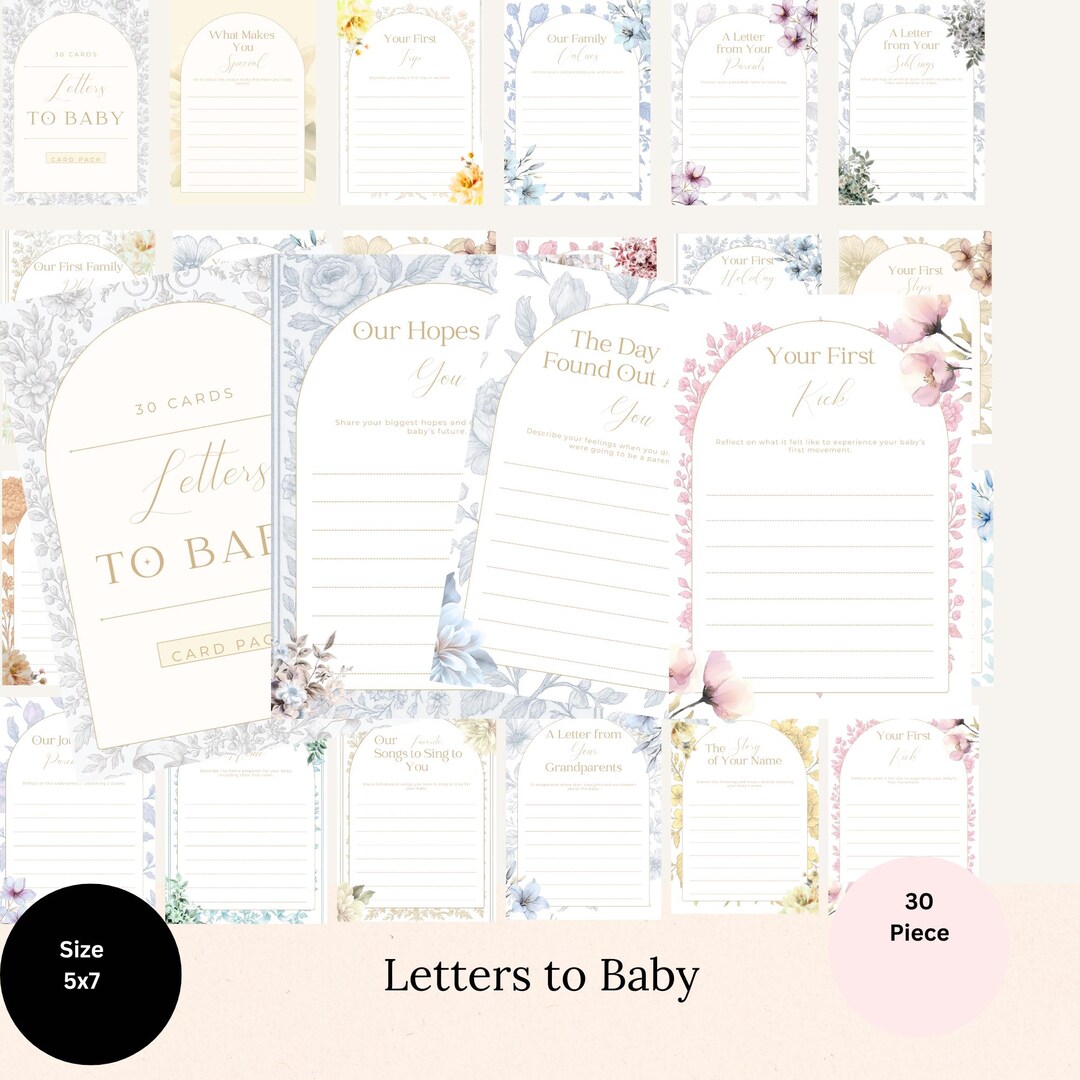 30 Letters to Baby Card Templates, Printable Editable Letters, Keepsake ...