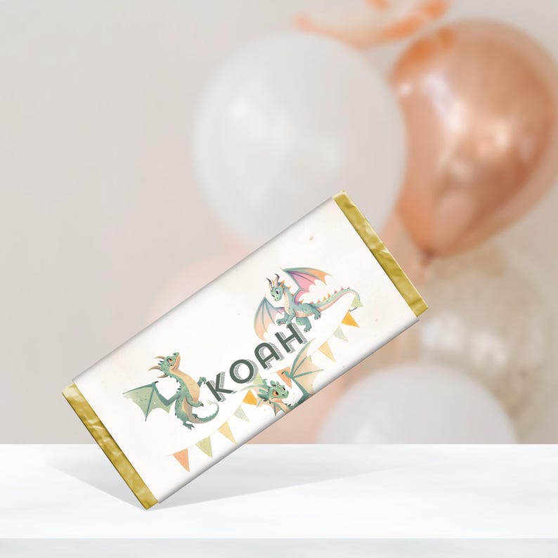 Dragon Birthday Chocolate Bar Wrapper, Editable Canva Template, Digital ...