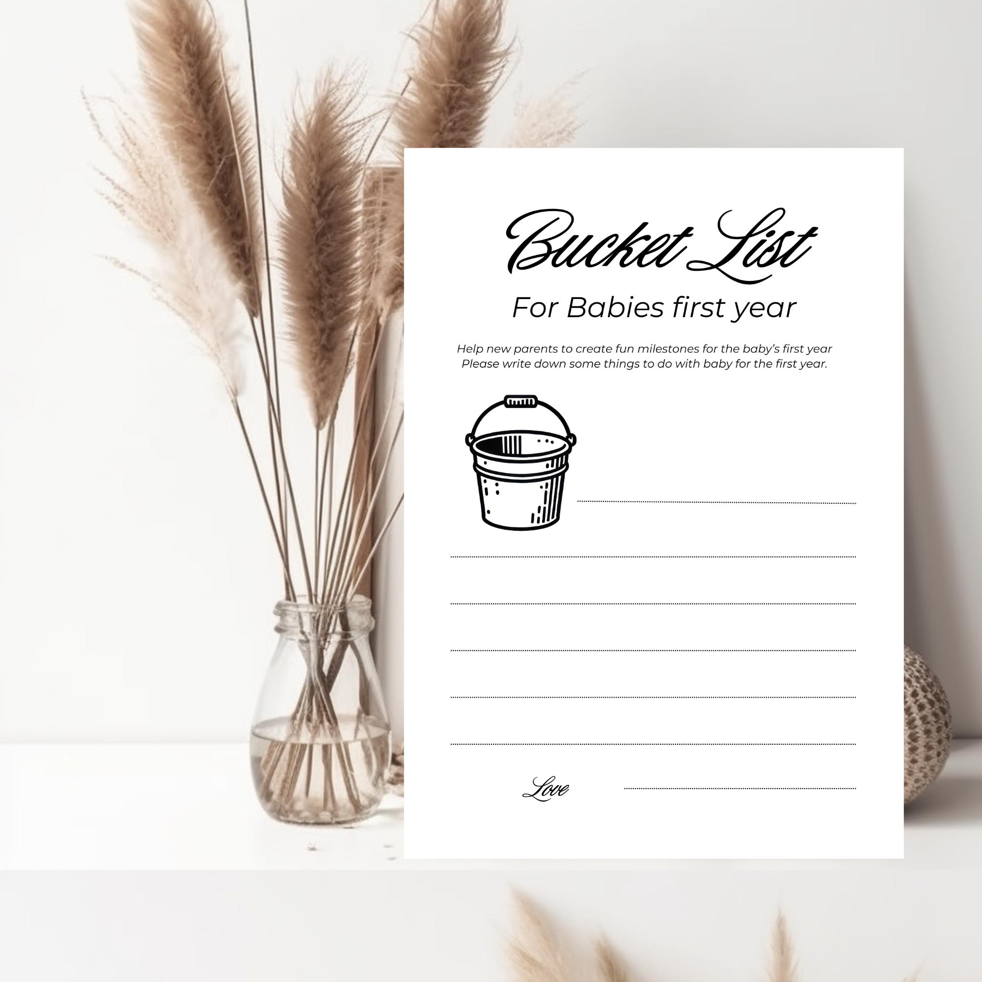 Minimalist Baby Bucket List Baby Shower Game, Baby First Year, Canva ...