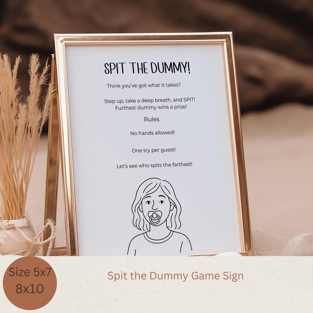 Spit the Dummy Baby Shower Game, Fun Baby Shower Game, Minimalist Baby ...