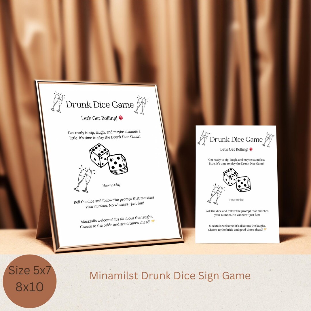 Minimalist Drink Dice Game Template, Drink Dice Sign, Digital Hens ...