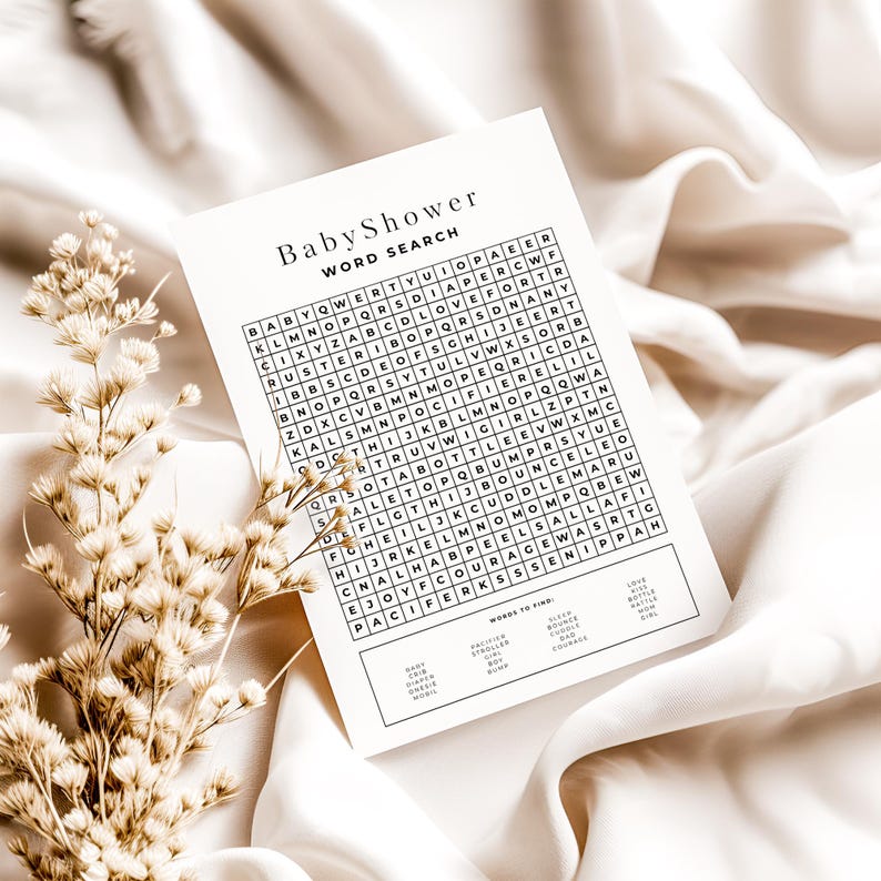 Word Search Baby Shower Game, Fun Baby Shower Party Game, Printable ...