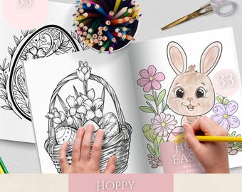 Hoppy Easter Coloring Page - Etsy