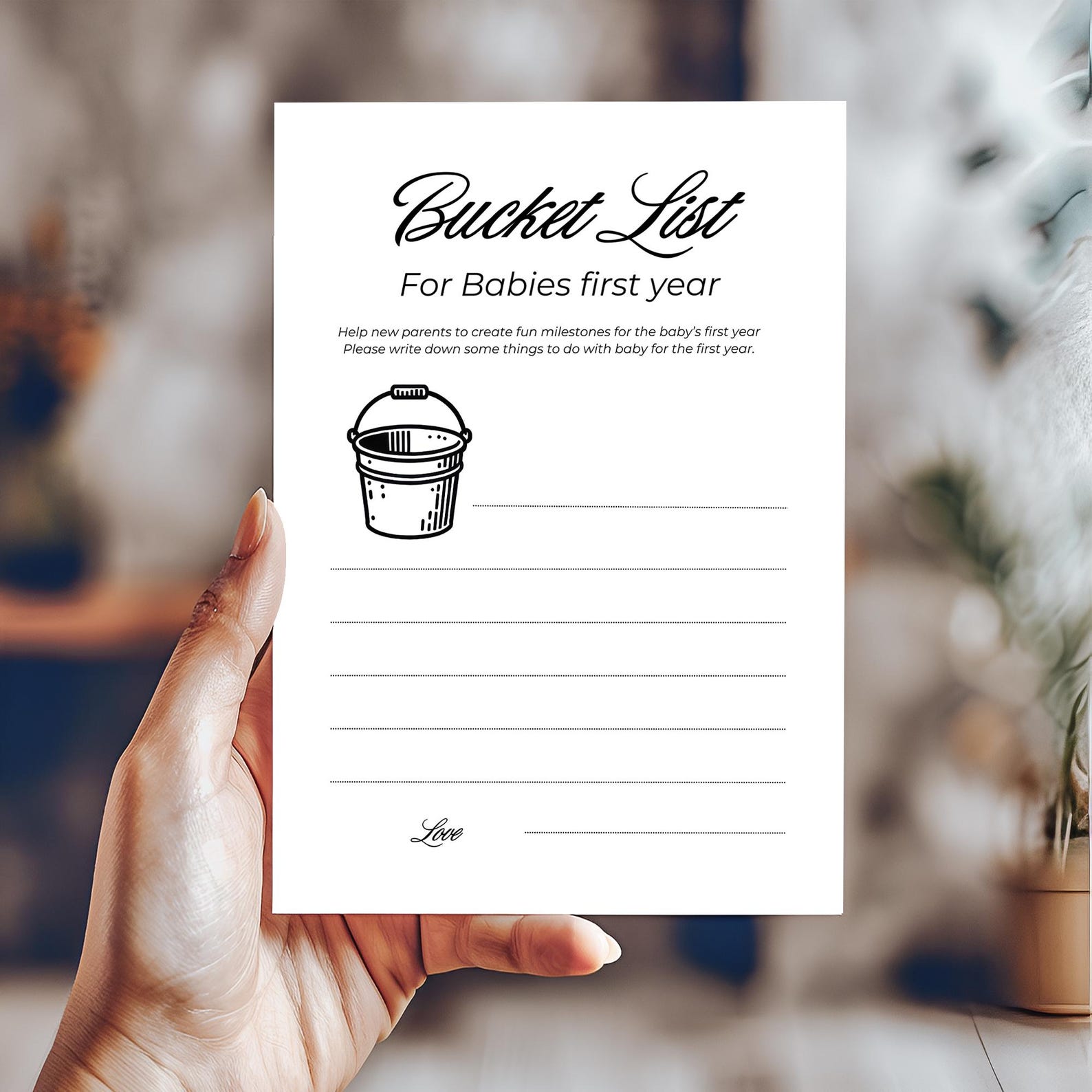 Minimalist Baby Bucket List Baby Shower Game, Baby First Year, Canva ...