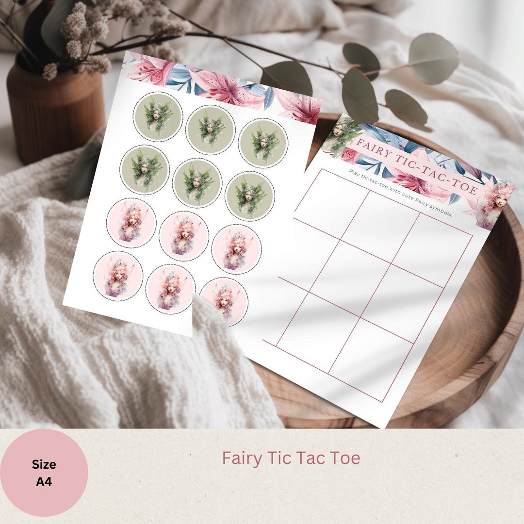 Tic Tac Toe Printable, Fairy Birthday, Girls Party Games, Digital ...
