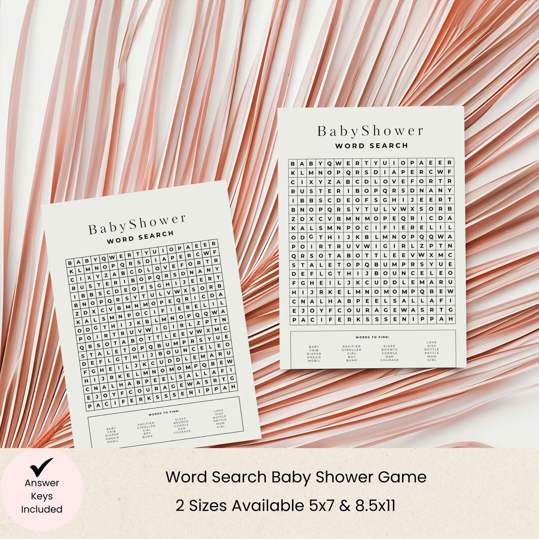 Word Search Baby Shower Game, Fun Baby Shower Party Game, Printable ...