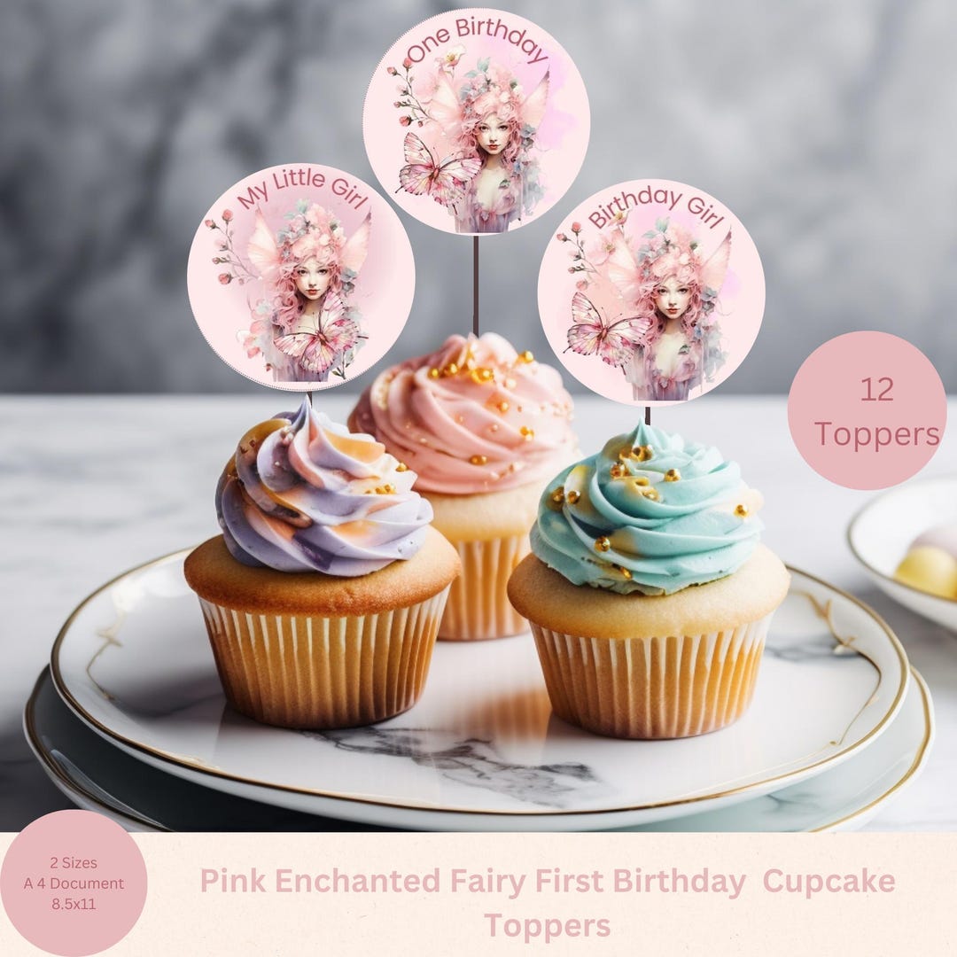 Fairy 1st Birthday Cupcake Toppers, Fairy First Birthday, Fairies ...