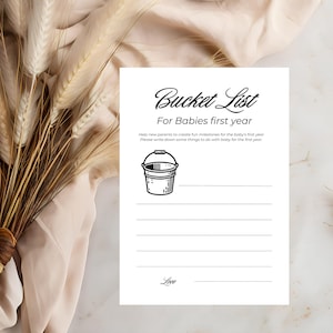 Minimalist Baby Bucket List Baby Shower Game, Baby First Year, Canva ...