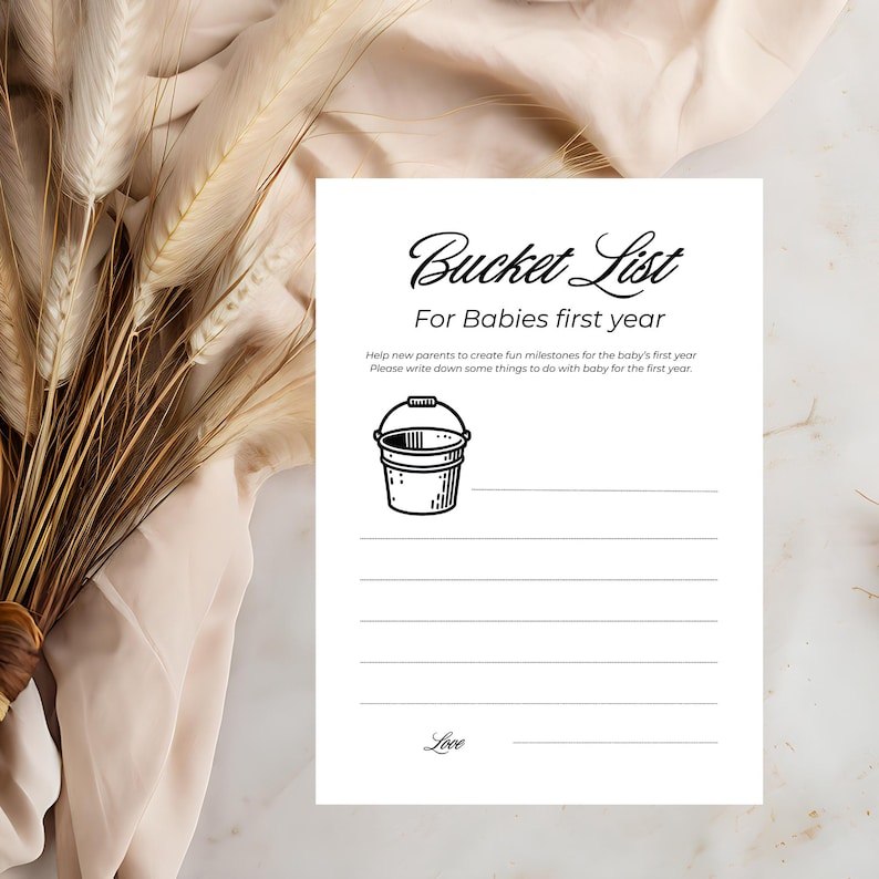 Minimalist Baby Bucket List Baby Shower Game, Baby First Year, Canva ...