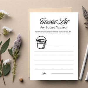 Minimalist Baby Bucket List Baby Shower Game, Baby First Year, Canva ...