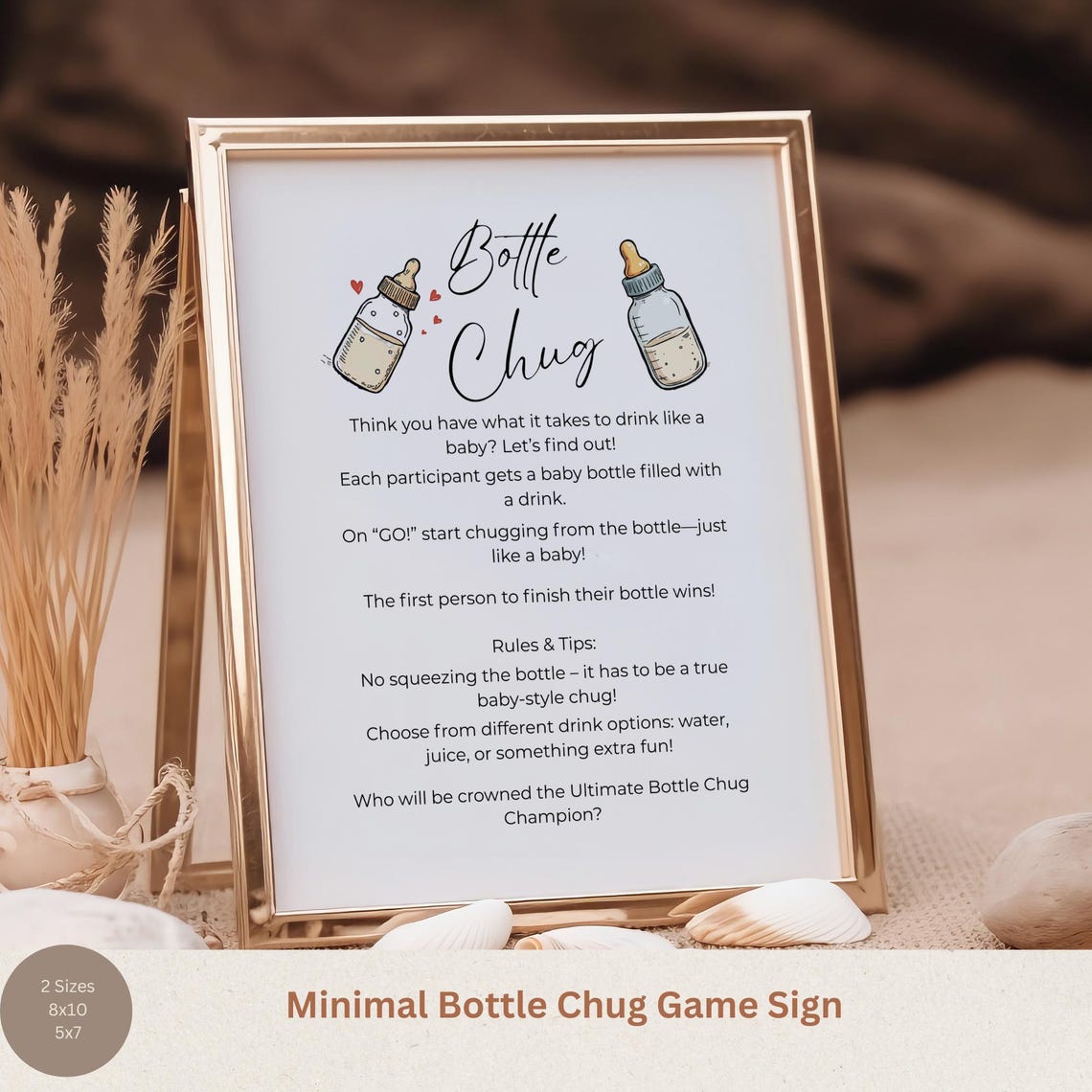 Bottle Chug Baby Shower Game, Baby Brewing, Minimalist Baby Sign, Drink ...