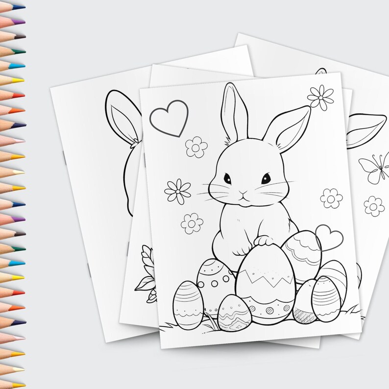 Hoppy Hop Easter Coloring Pages, 33 Printable Designs, Instant Download ...