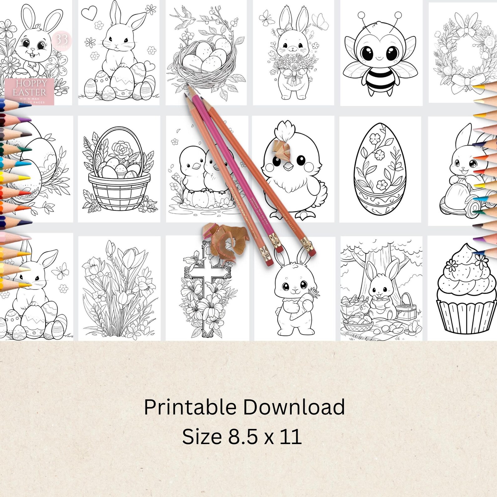 Hoppy Hop Easter Coloring Pages, 33 Printable Designs, Instant Download ...