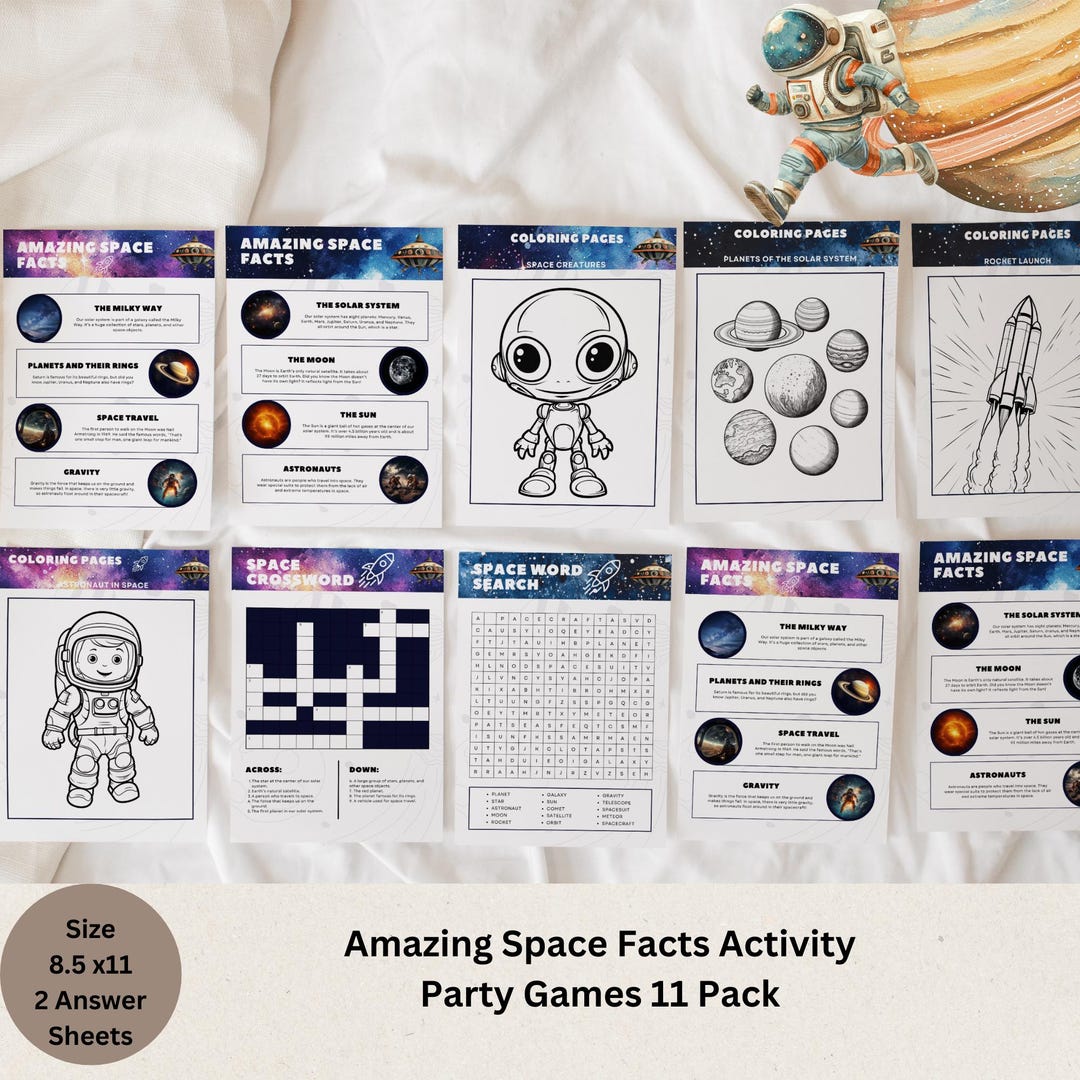 Download and Print Amazing Space Facts, Space Kids Party Games ...