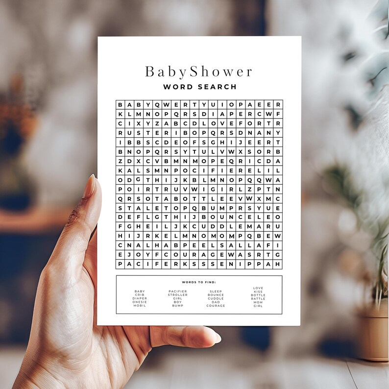 Word Search Baby Shower Game, Fun Baby Shower Party Game, Printable ...