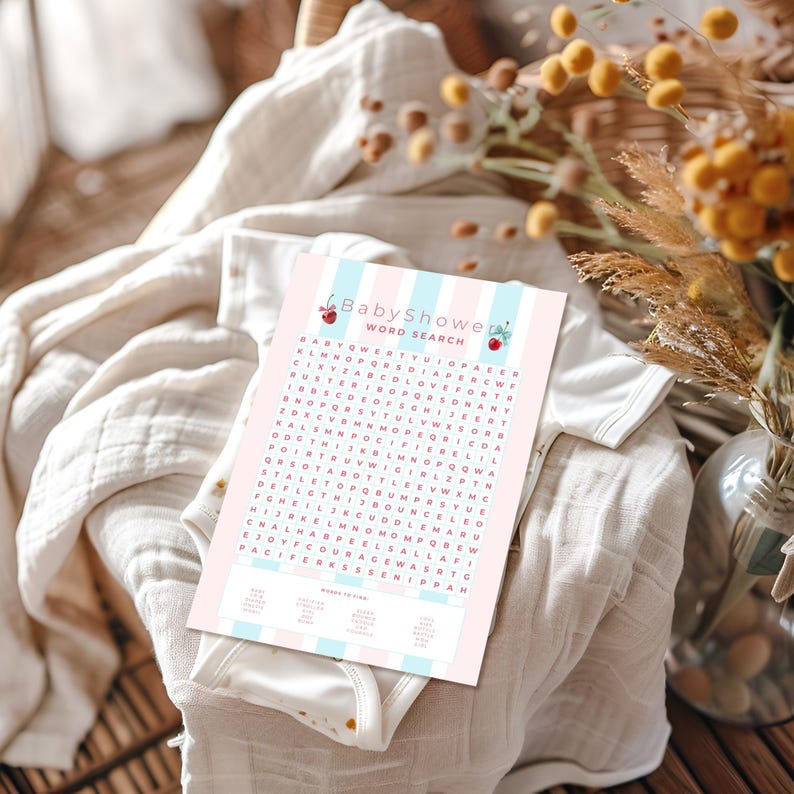 Word Search Baby Shower Game, Fun Baby Shower Party Game, Printable ...