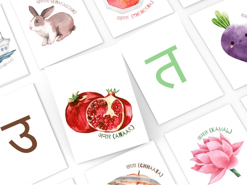 Poster Flashcard Hindi Language Teach Children India Birthday Gift ...