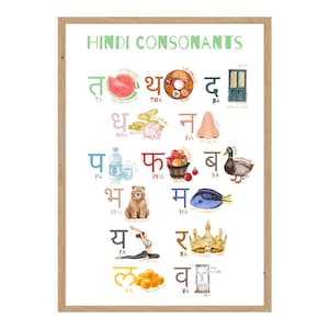 Hindi Language Alphabet Children Educational Posters Nursery Decor ...