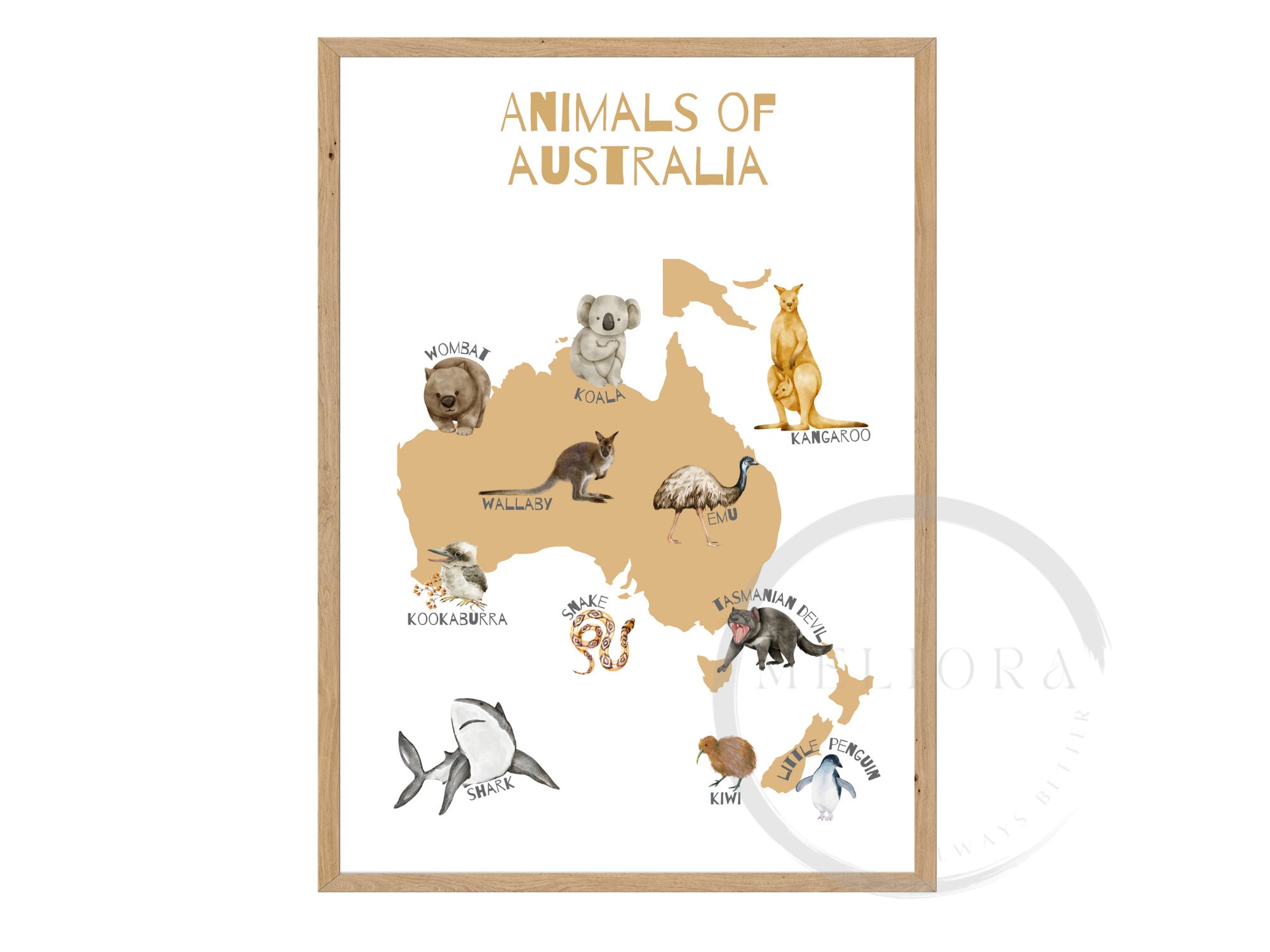 World Map Continent Animals Children Educational Posters Set of 7 ...